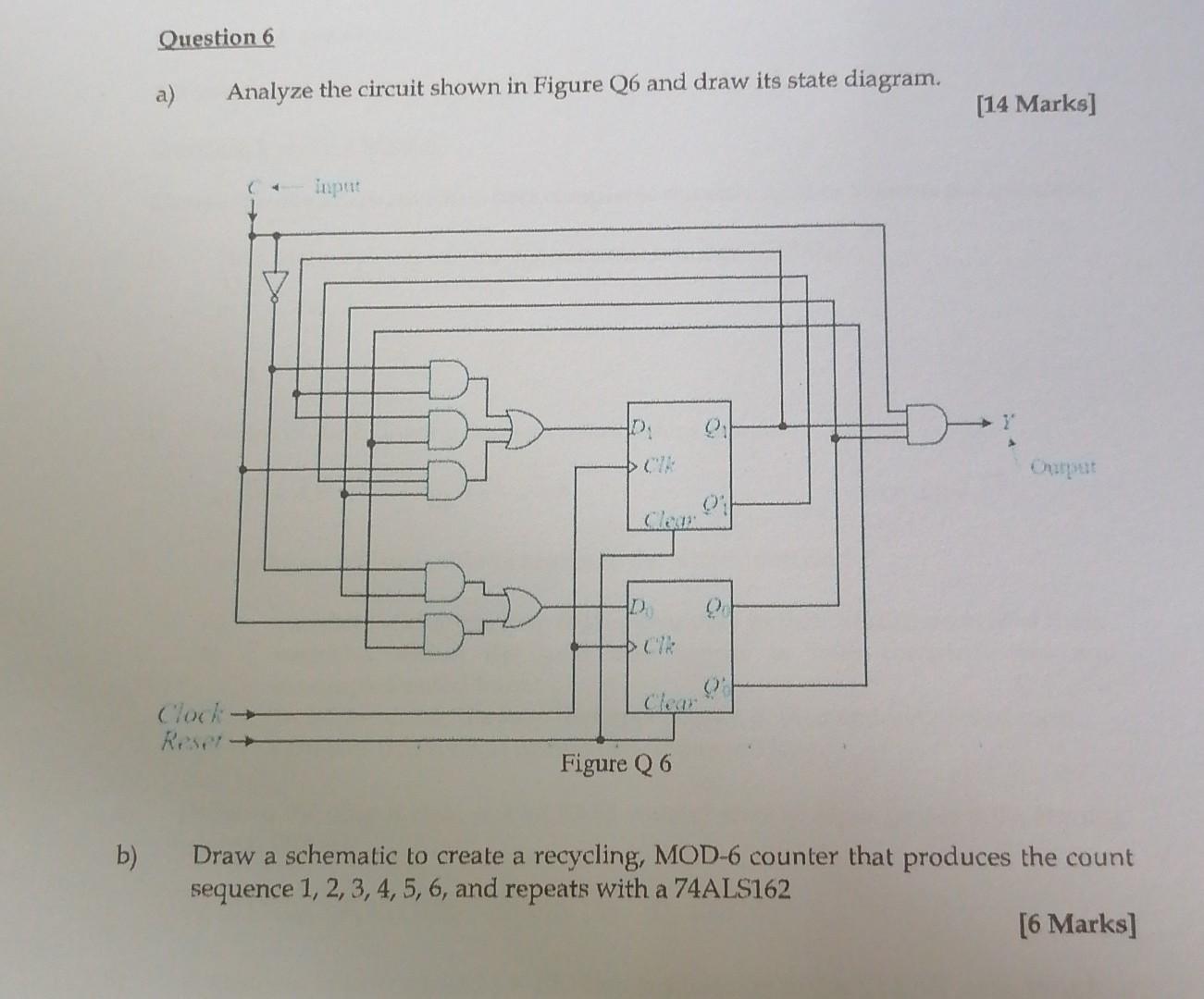 Solved a) Analyze the circuit shown in Figure Q6 and draw | Chegg.com