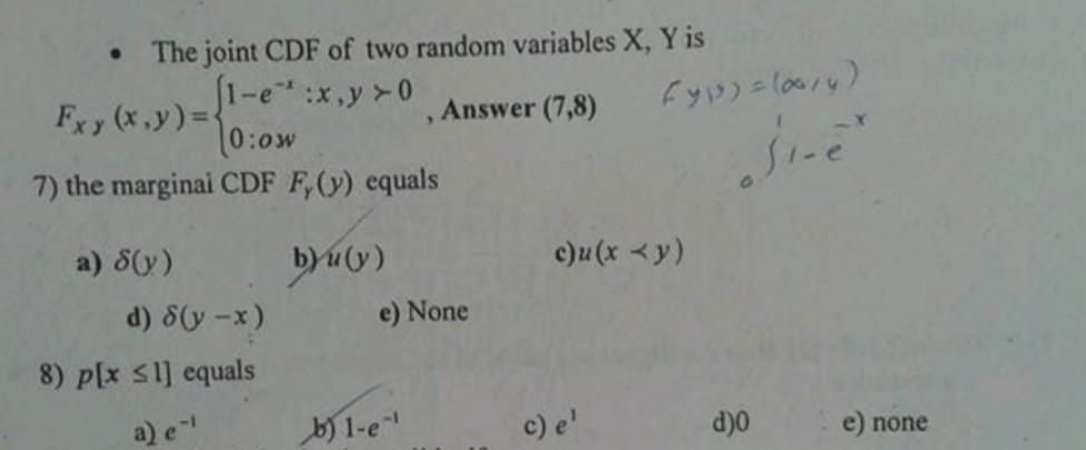 Solved - The joint CDF of two random variables X,Y is | Chegg.com