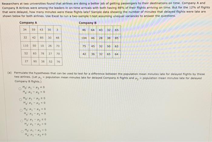 Solved Researchers at two universities found that airlines | Chegg.com