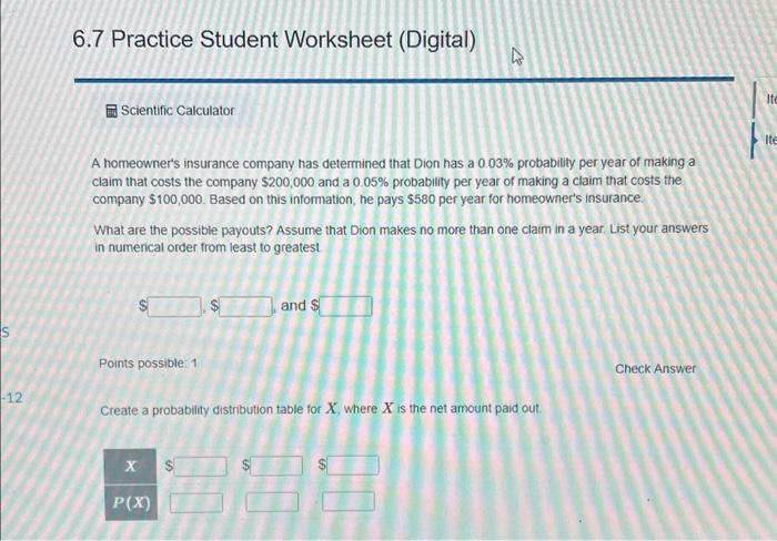 Solved S -12 6.7 Practice Student Worksheet (Digital) | Chegg.com