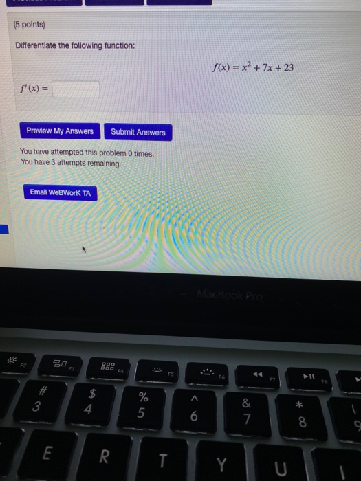 Solved (5 points) Differentiate the following function: (x) | Chegg.com