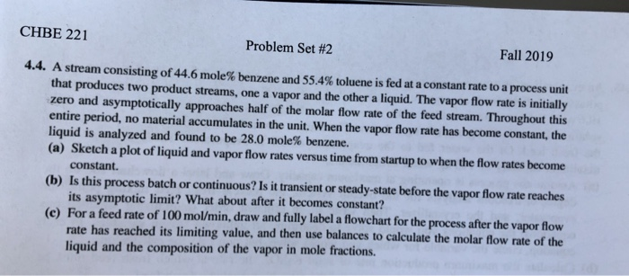 Solved CHBE 221 Problem Set #2 Fall 2019 4.4. A stream | Chegg.com