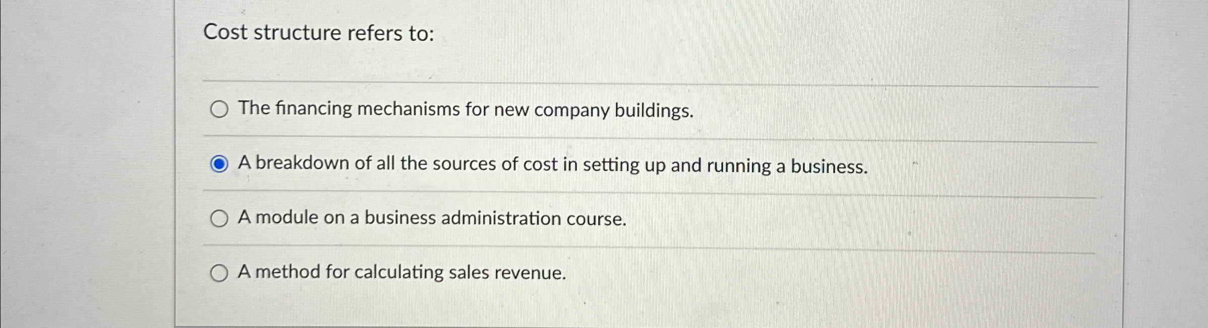 Solved Cost structure refers to:The financing mechanisms for | Chegg.com