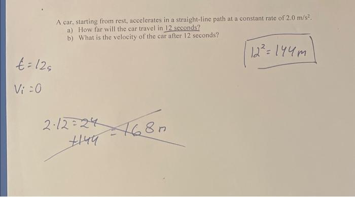 Solved A car, starting from rest, accelerates in a | Chegg.com