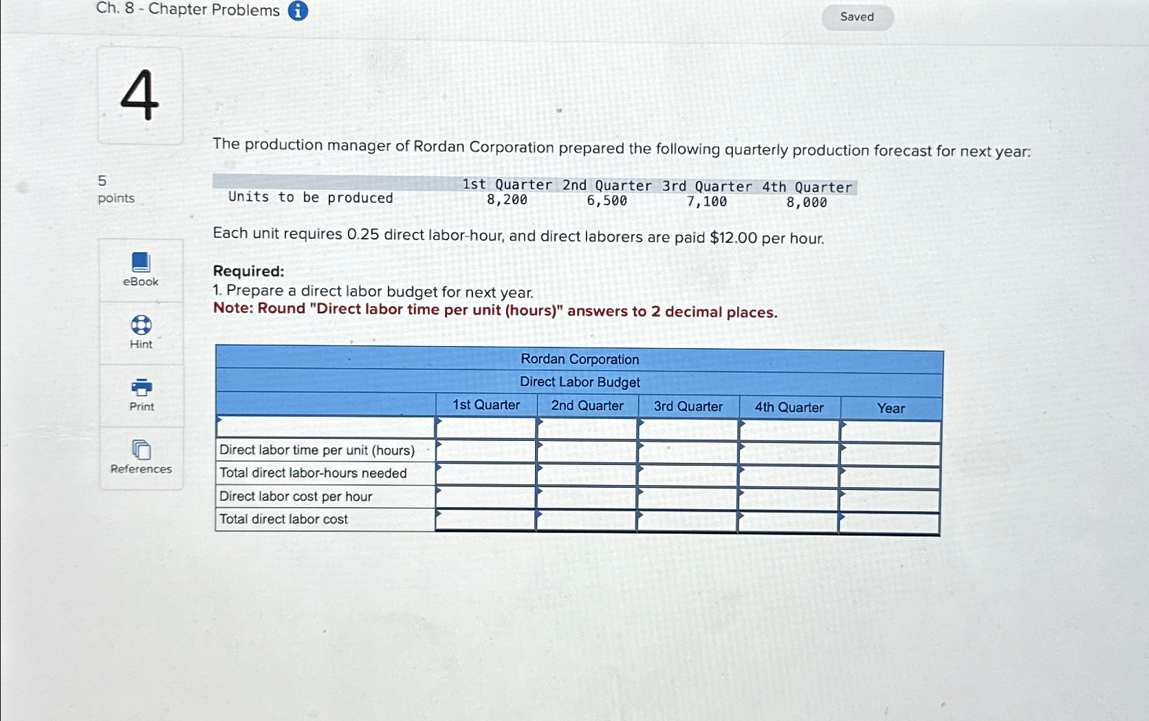 Solved Ch. 8 - ﻿Chapter Problems4The production manager of | Chegg.com