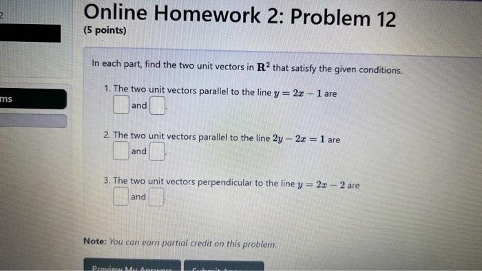 Solved Online Homework 2: Problem 12 ( 5 points) In each | Chegg.com
