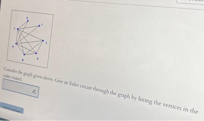 Solved Consider the graph given above. Give an Euler circuit | Chegg.com