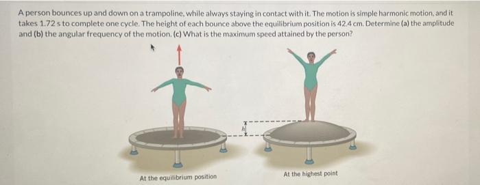 Solved A person bounces up and down on a trampoline, while | Chegg.com