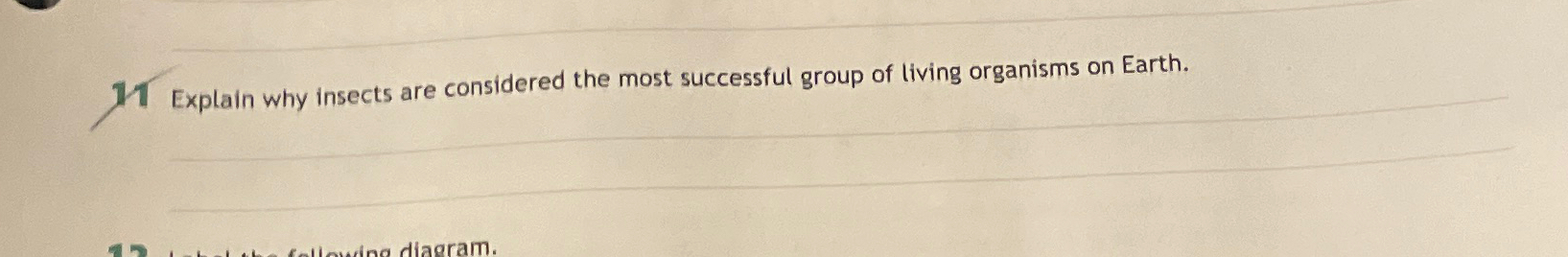 Solved 11 ﻿Explain why insects are considered the most | Chegg.com