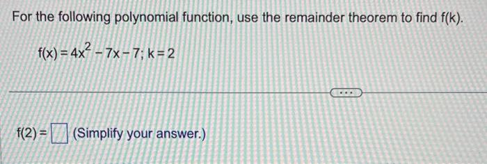 Solved For the following polynomial function, use the | Chegg.com