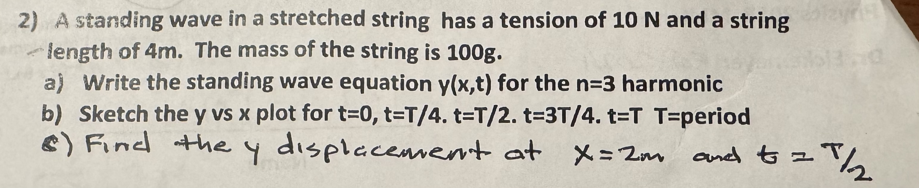 Solved A standing wave in a stretched string has a tension | Chegg.com