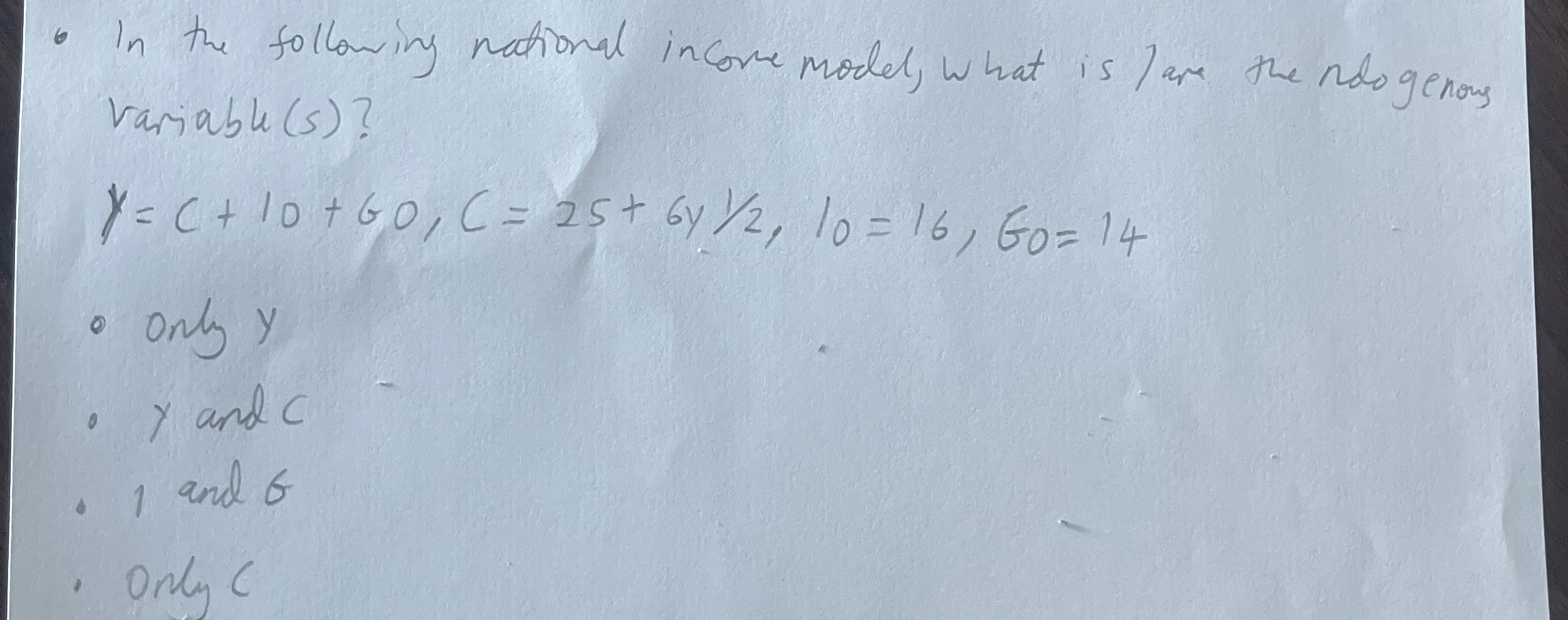 Solved In the following national incore model, what is J are | Chegg.com