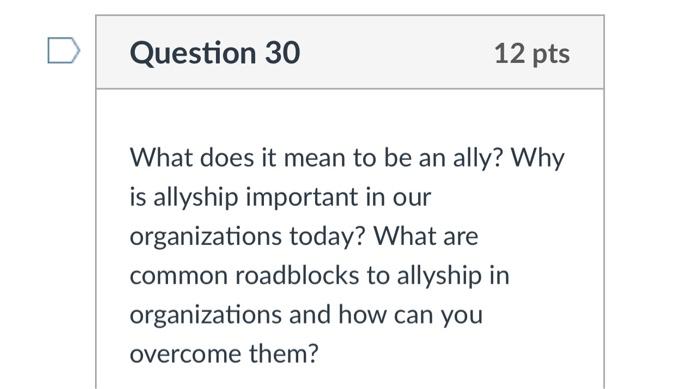 Solved What does it mean to be an ally? Why is allyship | Chegg.com