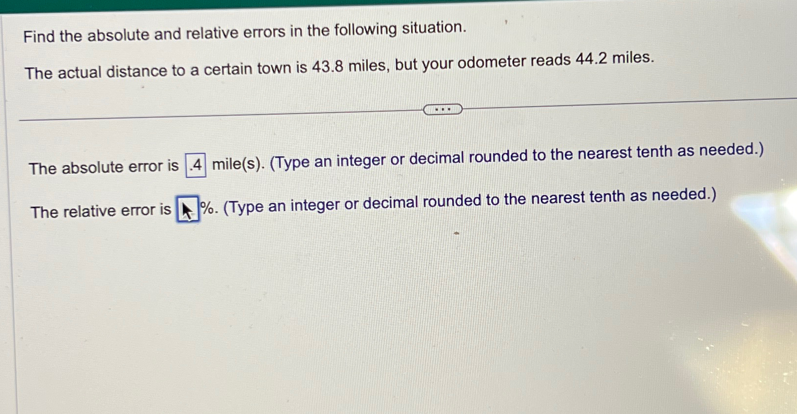 Solved Find the absolute and relative errors in the | Chegg.com
