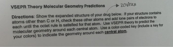 Solved VSEPR Theory Molecular Geometry Predictions Zovirax | Chegg.com