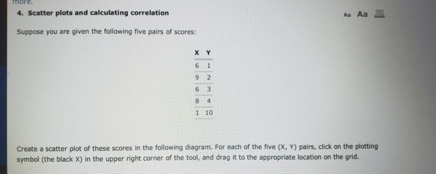 Solved more. 4. Scatter plots and calculating correlation Aa | Chegg.com