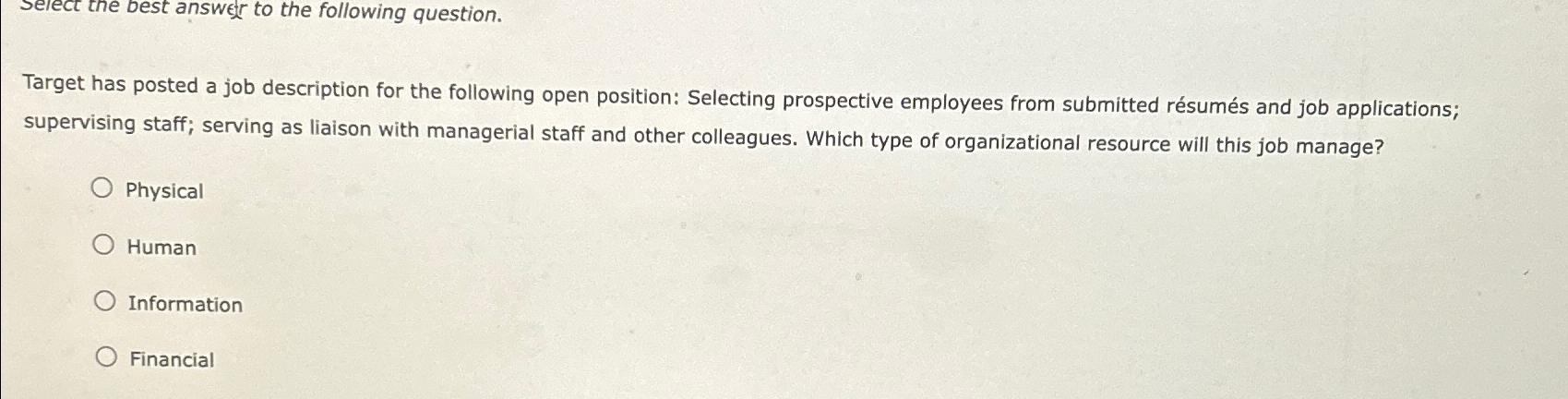 Solved the best answetr to the following question.Target has | Chegg.com