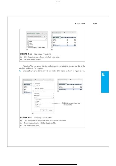 Solved Pivot Tables Livcel's puiver fhle feature-at | Chegg.com
