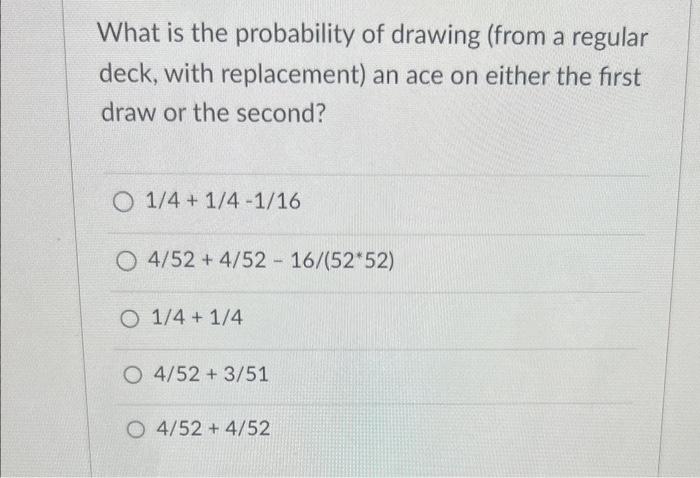 Solved What is the probability of drawing (from a regular | Chegg.com