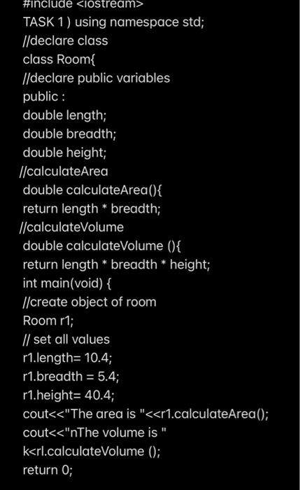 Solved #include TASK 1) using namespace std; //declare | Chegg.com