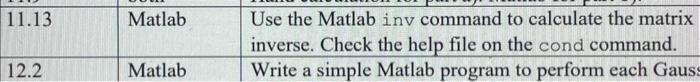 Solved \begin{tabular}{|l|l|l|} \hline 11.13 & Matlab & | Chegg.com