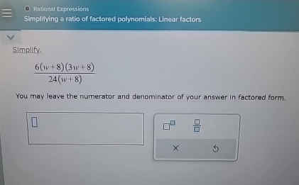 Solved Pational ExpressionsSimplifying a ratio of factored | Chegg.com
