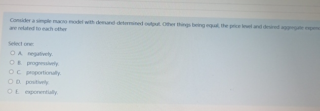 Solved Consider a simple macro model with demand-determined | Chegg.com