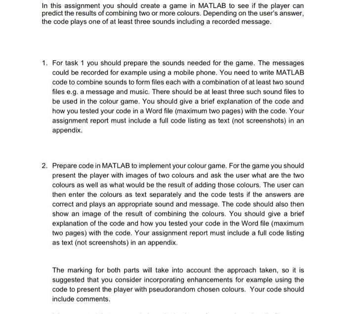 Solved In this assignment you should create a game in MATLAB | Chegg.com