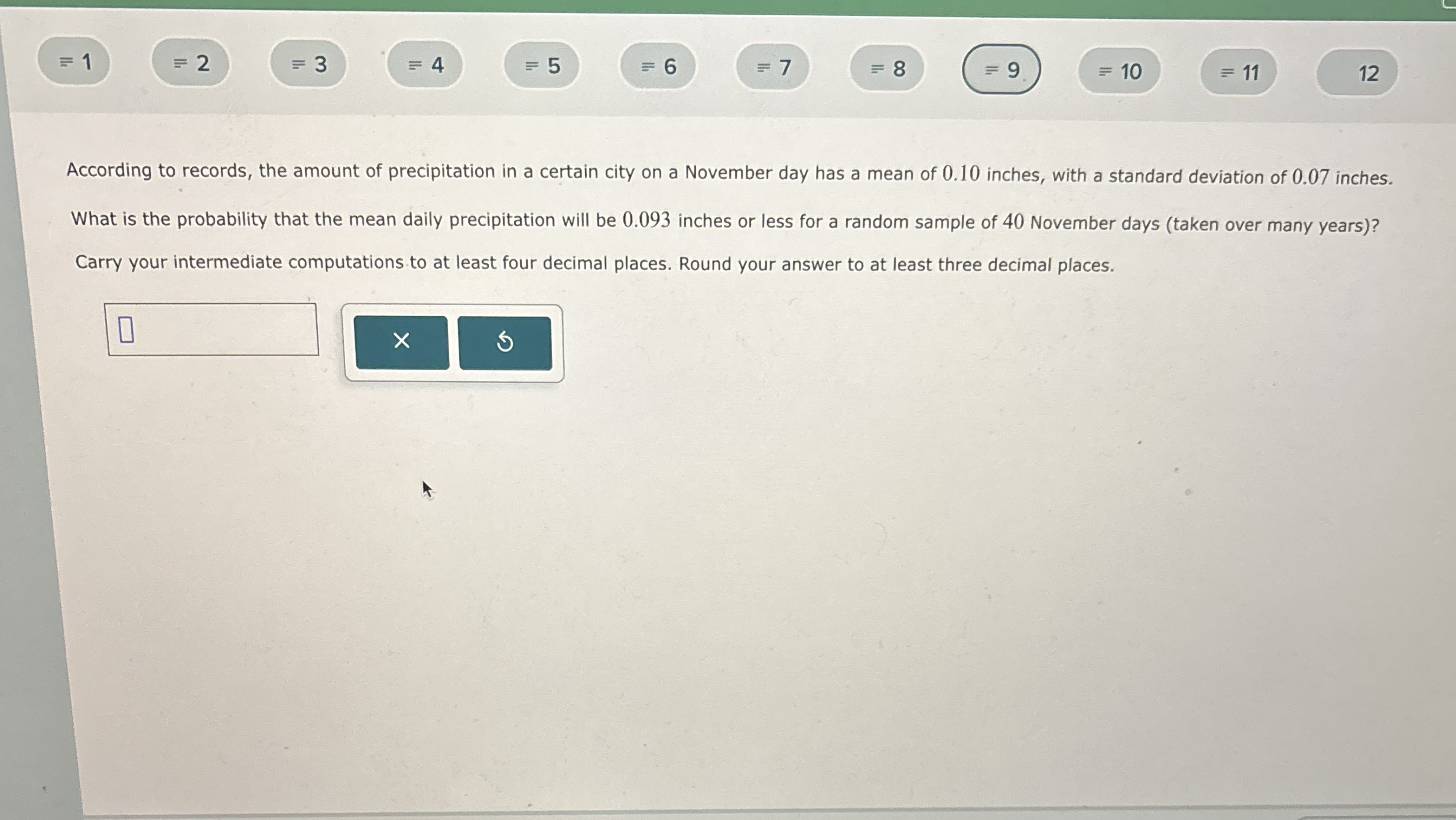 Solved According to records, the amount of precipitation in | Chegg.com