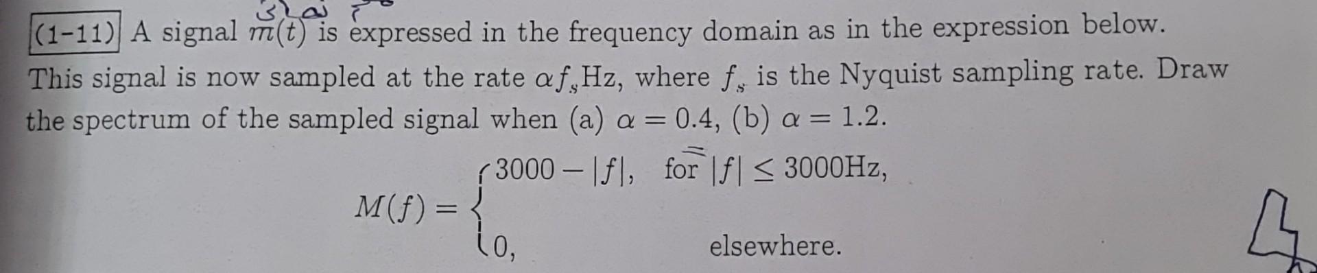 Solved (1-11) A signal m(t) is expressed in the frequency | Chegg.com