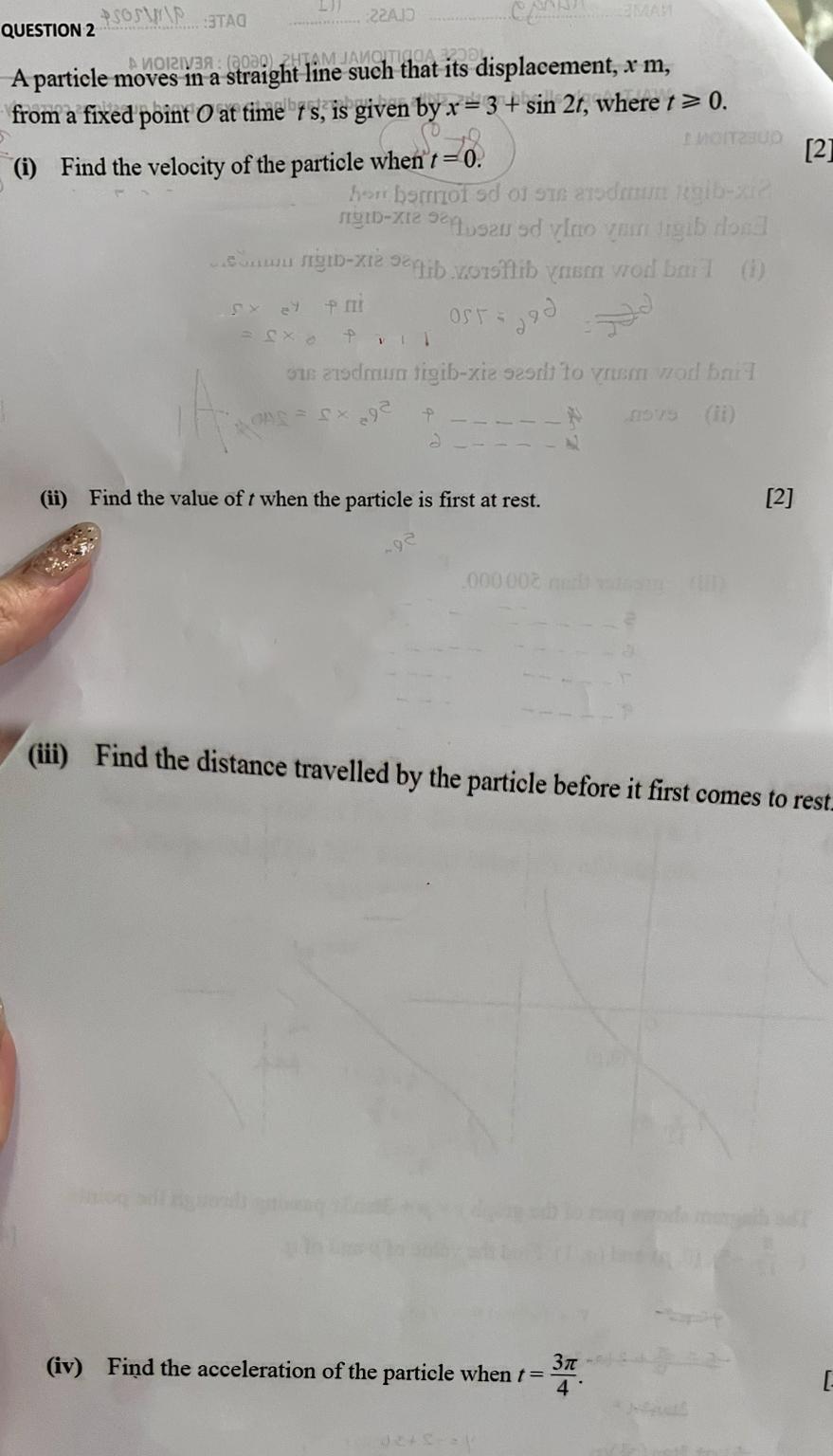 Solved QUESTION 2A particle moves in a straight line such | Chegg.com