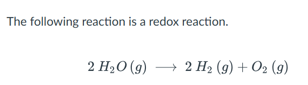 Solved The following reaction is ﻿a redox | Chegg.com