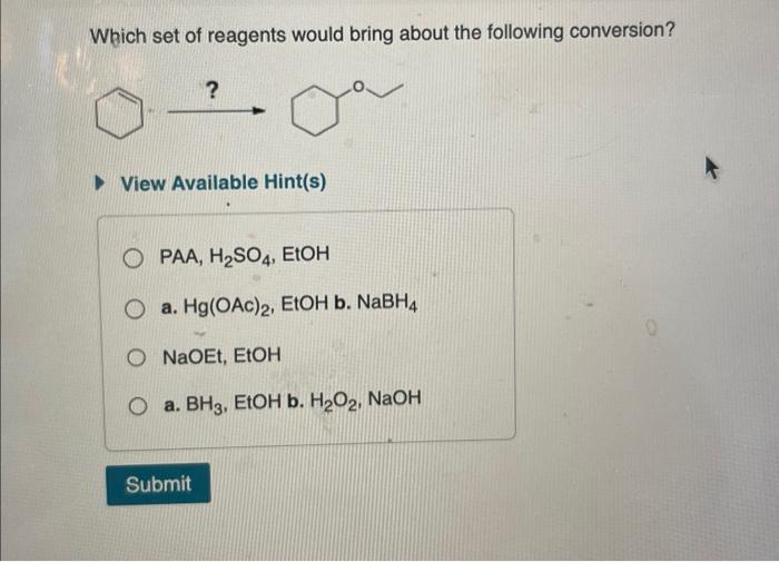 Solved Which set of reagents would bring about the following | Chegg.com
