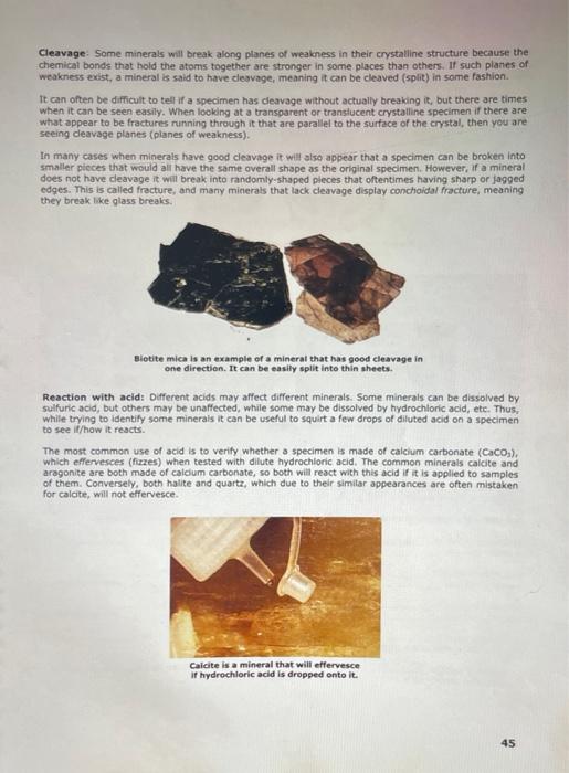Solved Lab 9: Minerals and Mineral Identification In this | Chegg.com