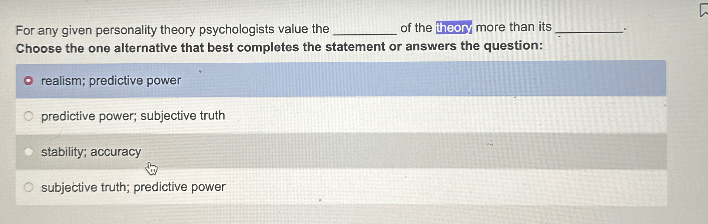Solved For any given personality theory psychologists value | Chegg.com