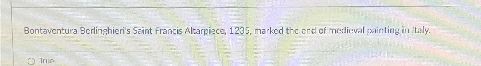 Solved Bontaventura Berlinghieri's Saint Francis Altarpiece, | Chegg.com