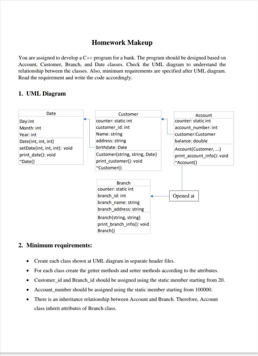 Solved Homework Makeup You are assigned to develop a C++ | Chegg.com
