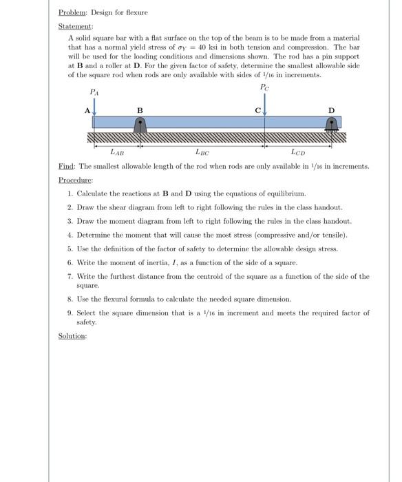 Solved Problem: Design for flexure Statement: A solid square | Chegg.com