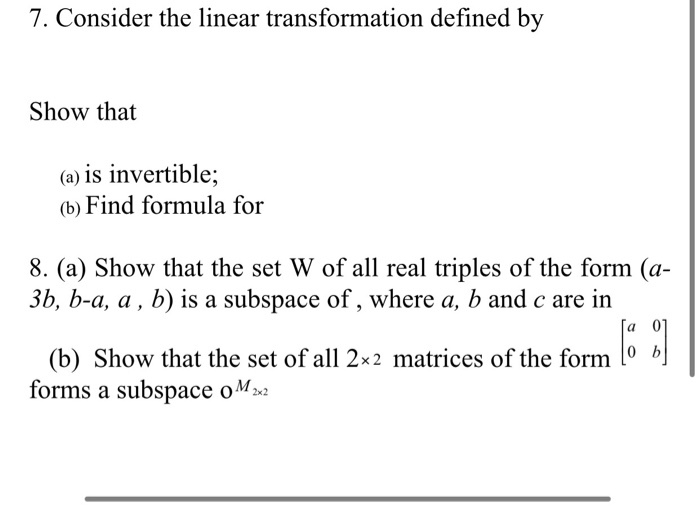 Solved 8. (a) Show that the set W of all real triples of the | Chegg.com