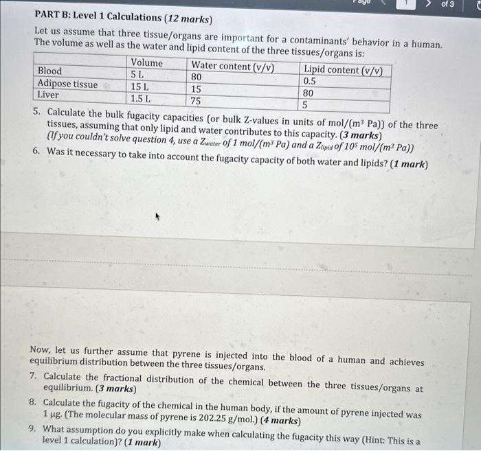 PART B: Level 1 Calculations (12 marks) Let us assume | Chegg.com