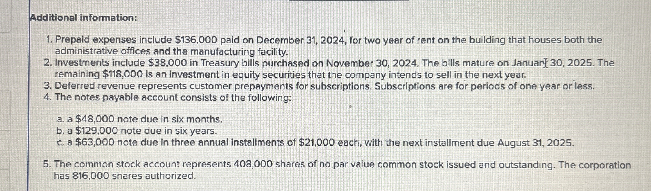 Solved Additional information:Prepaid expenses include | Chegg.com