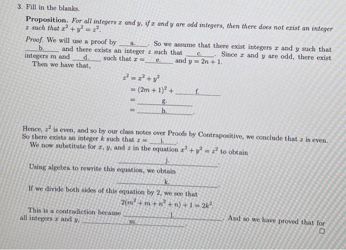 Solved a. c. 3. Fill in the blanks. Proposition. For all | Chegg.com