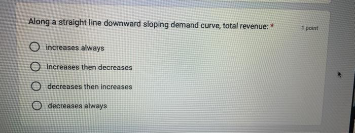 Solved Along a straight line downward sloping demand curve, | Chegg.com