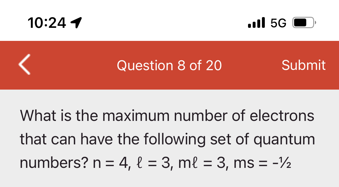 Solved 10:24 45GQuestion 8 ﻿of 20SubmitWhat is the maximum | Chegg.com