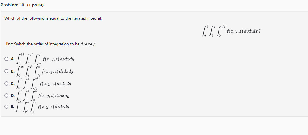 Solved Problem 10. (1 ﻿point)Which of the following is equal | Chegg.com