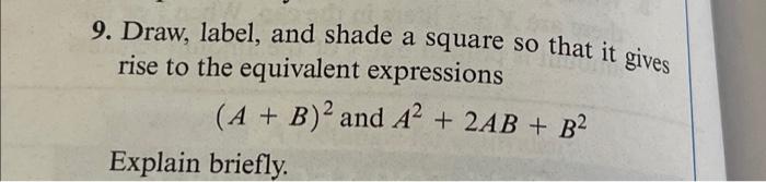 Solved 9. Draw, label, and shade a square so that it gives | Chegg.com