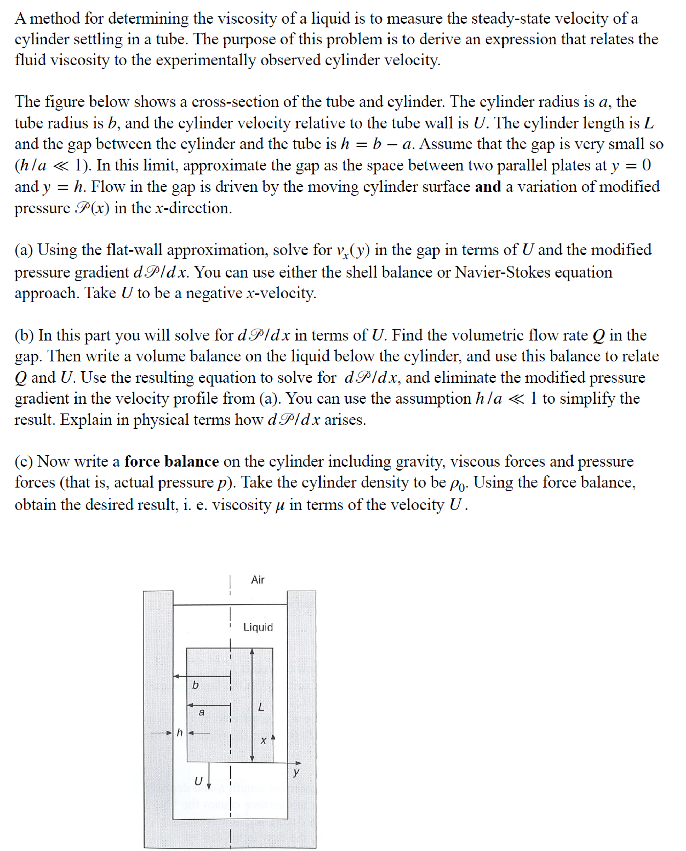 Solved A method for determining the viscosity of a liquid is | Chegg.com