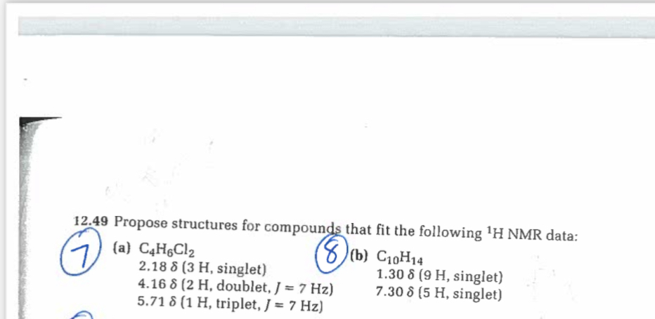 Solved 12.49 ﻿Propose structures for compounds that fit the | Chegg.com