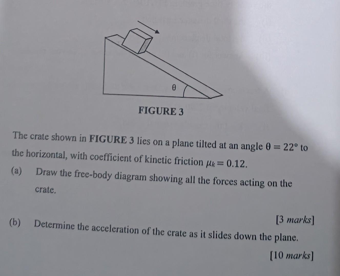 Solved The crate shown in FIGURE 3 lies on a plane tilted at | Chegg.com