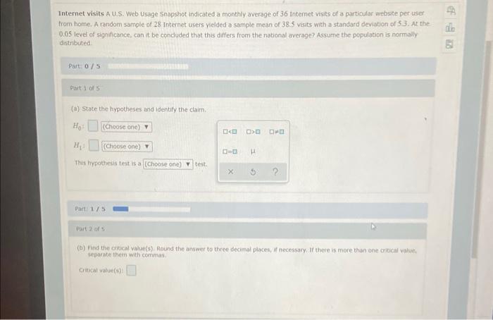Solved Internet visits A U.S. Web Usage Snapshot indicated a | Chegg.com